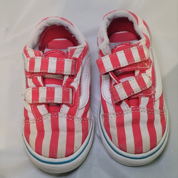 Vans | Shoes | Vans Red And White Sneakers With Velcro Straps Wheres ...